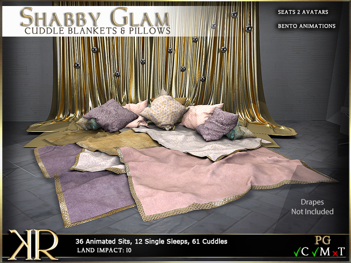 Second Life Marketplace - [KASTLE] Cuddle Rugs - Shabby Glam PG (wear)